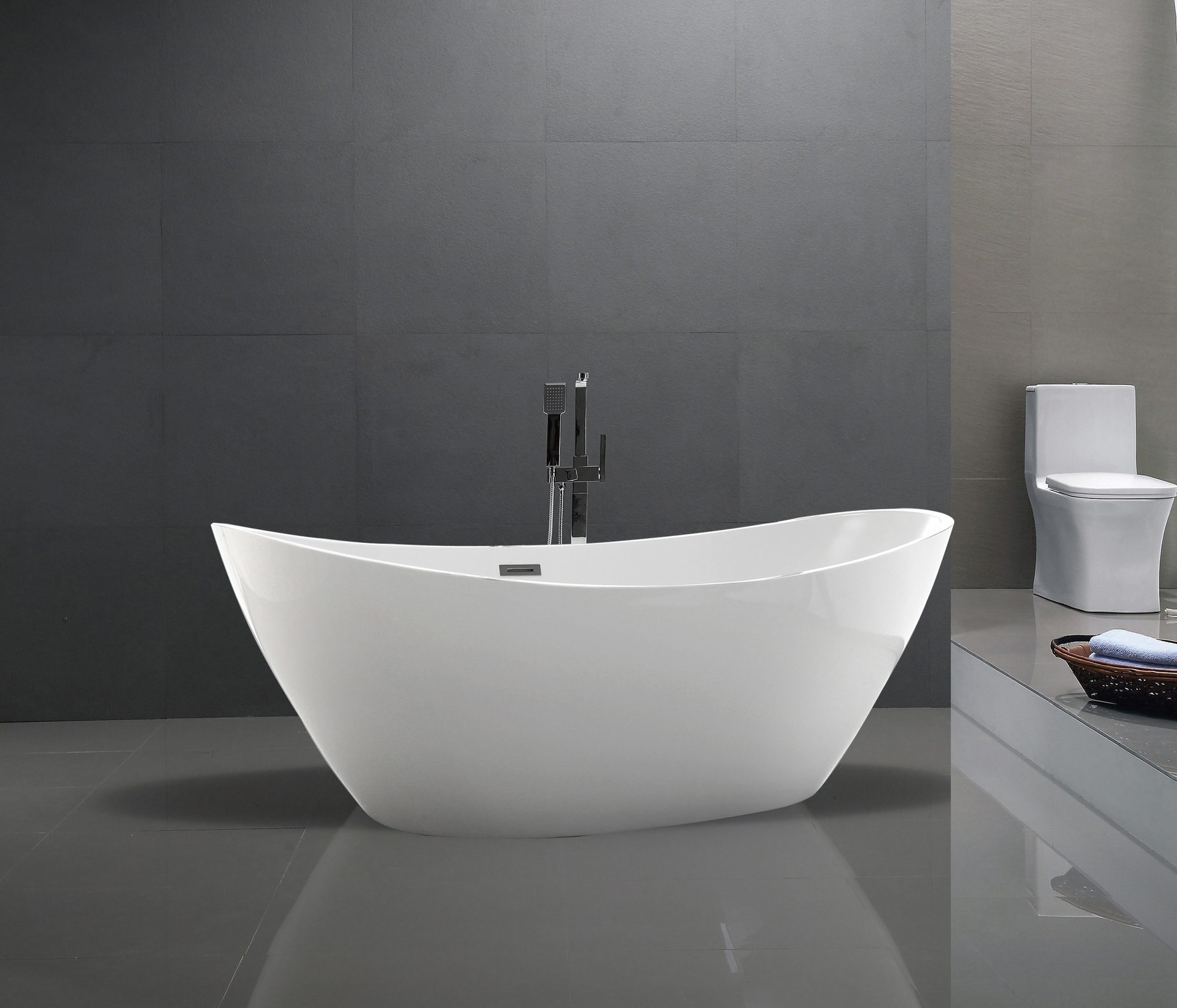 WellMore RIMINI fritstående badekar 180 x 87 x 65 cm