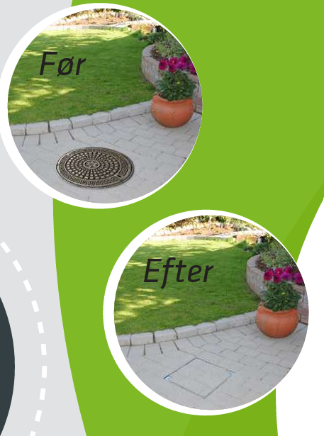 Jesmig 315/425 x 70 mm brønddæksel til integrerede fliser, 12,5 T