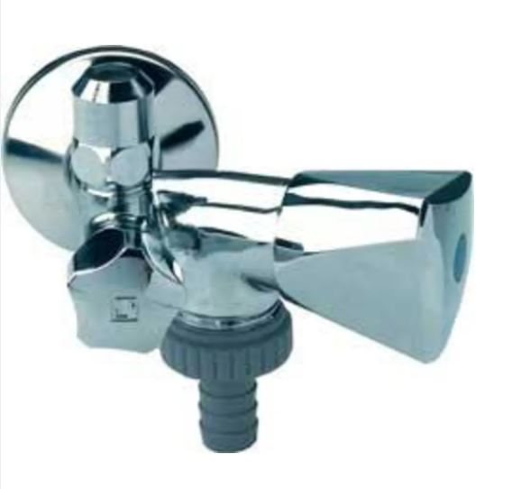 Stopventil 1/2 x 10 mm m/aftap til højre m/studs