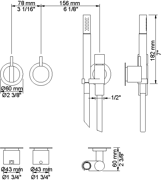 Vola 2471 Et-grebsblander med omskifter - I Rustfrit stål 2471-40