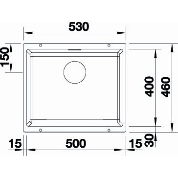 Blanco Subline 500-U UX køkkenvask 53x46, Silgranit Antracit